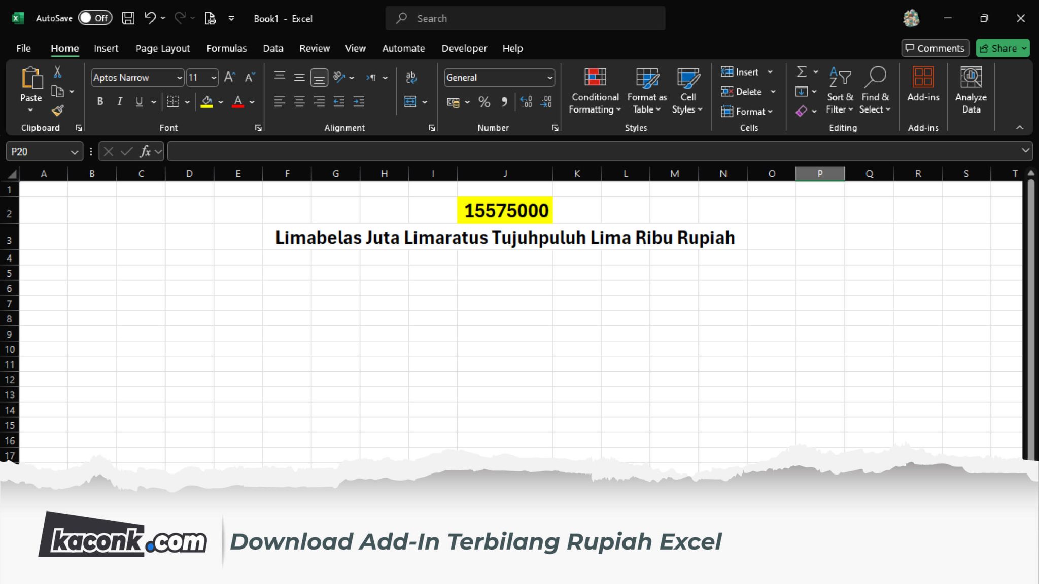 Download Add-In Terbilang Rupiah Excel - Kaconk