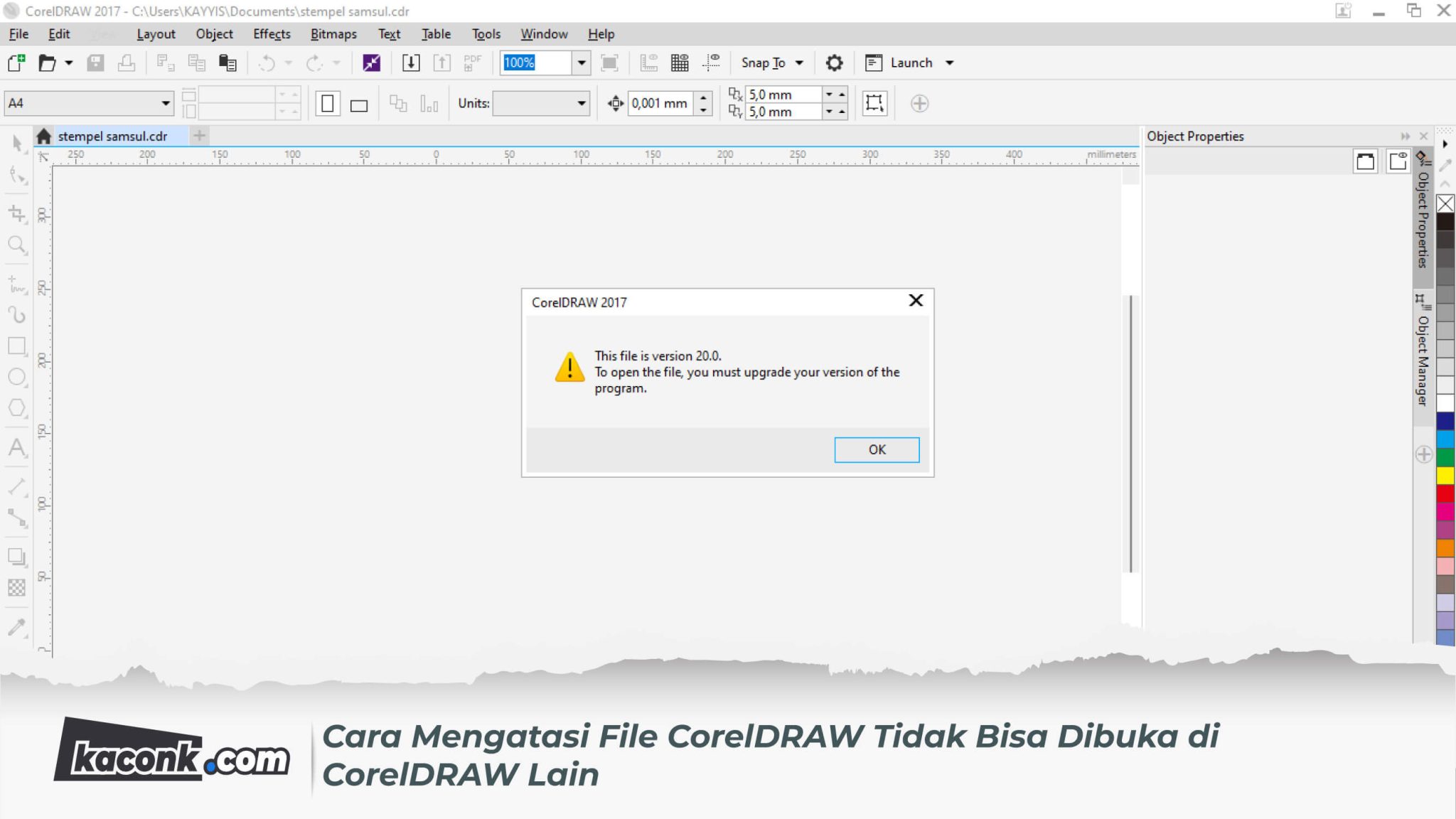 Cara Mengatasi File CorelDRAW Tidak Bisa Dibuka di CorelDRAW Lain - Kaconk